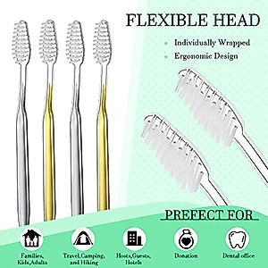 Remerry 100 Pack Individually Wrapped Disposable Toothbrushes Bulk Travel Toothbrushes Manual Disposable Tooth Brush Soft Bristle Tooth Brush for Adults Kids Hotel Guest Camping Travel, 2 Colors