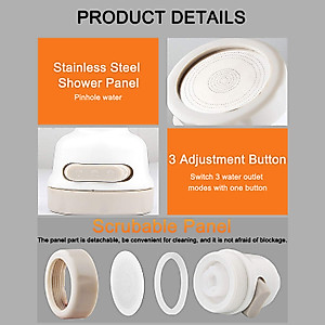 Faucet Aerator,360°Swivel Splash-proof Spray Faucet Head, 3 Adjustable Gear,Water-saving Tap Faucet Head for Kitchen,Bath and Shower,White