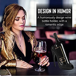 Trovety Shoe Wine Rack Holder- Bottle Wine Not Holder with High-Heel Design - Display & Storage Accessories - Table Centerpiece & Home Decorations for Kitchen, Restaurant, Bar, Hotel (Black)