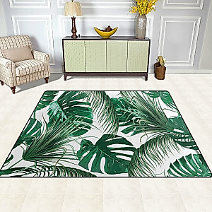 ALAZA Tropical Palm Tree Leaves Leaf Green Area Rug Rugs for Living Room Bedroom 7' x 5'