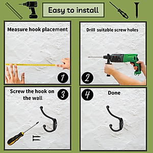 10 Pack Round Head Wall Hooks Coat Hooks, Hooks for Hanging Towels Clothes Robes Double-Prong Wall Mounted Decorative Coat Hanger with 20 pcs Screws (Silver)