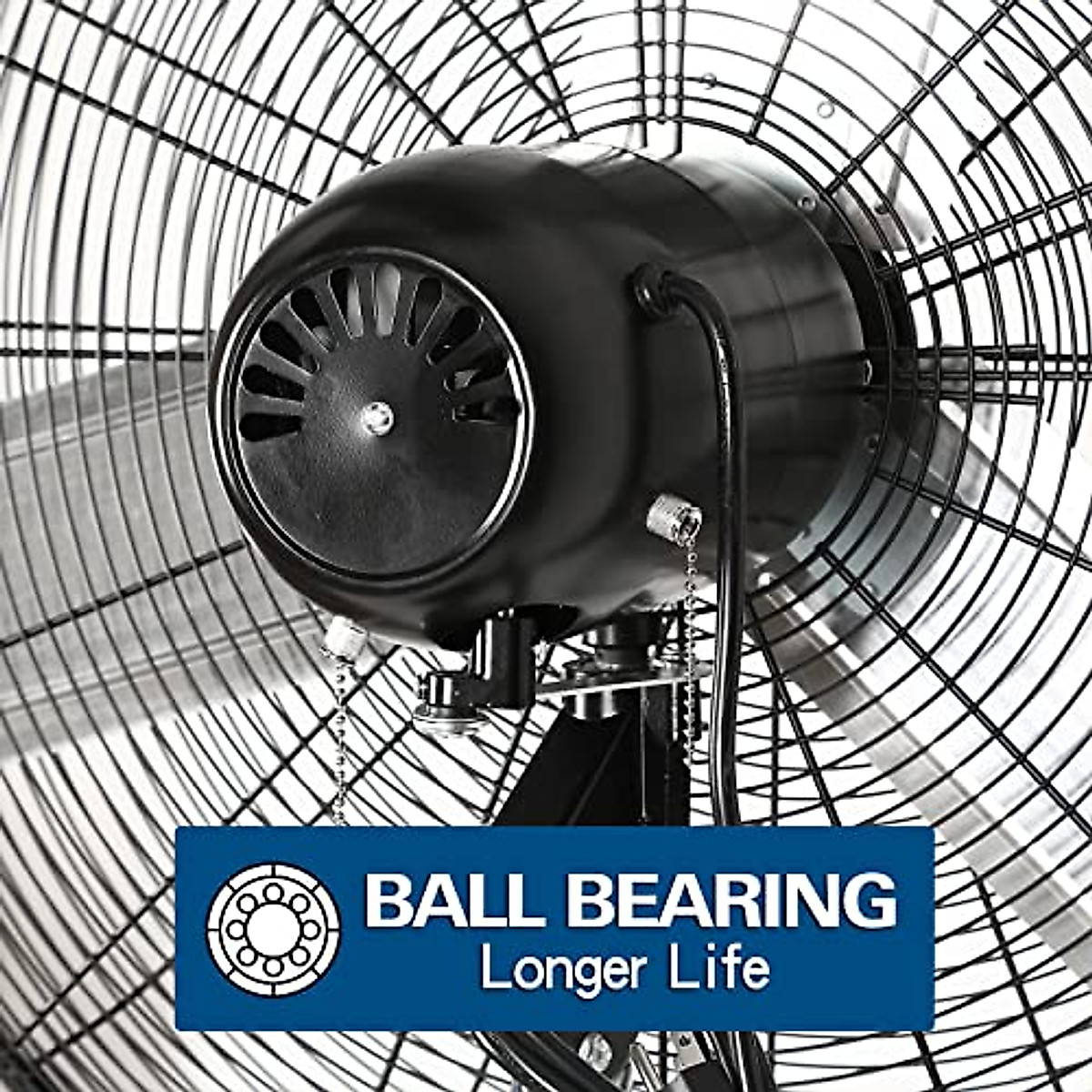 BILT HARD 6450 CFM 24" High Velocity Pedestal Oscillating Fan, 3-Speed Heavy Duty Industrial Standing Fan with Aluminum Blades and Adjustable Height, Metal Shop Fan for Commercial, and Garage