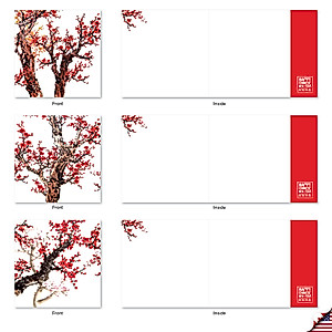 The Best Card Company - 10 Lunar New Year Cards (4 x 5.12 Inch) - Assorted Notecards with Envelopes, Colorful Bulk Boxed Set - Cheers and Cherries AMQ5072CNG-B1x10