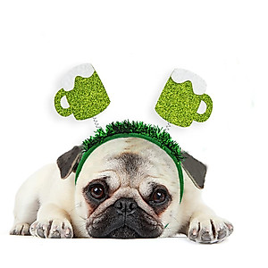 Estivaux 2 PCS St. Patrick's Day Headbands, Glitter Green Headwear Tassel Hair Accessories Holiday Hair Hoops for Saint Patrick's Day Decorations Custome Cosplay Party Supplies