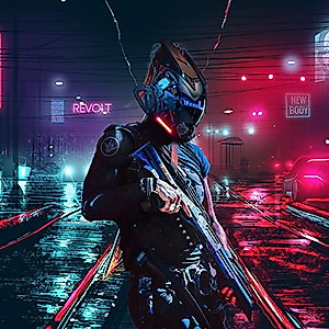 PDLING Cyberpunk Gothic Mask Helmet for Adult,Techwear mask, Halloween Cosplay Costume Accessory with LED Lamp, Futuristic Helmet