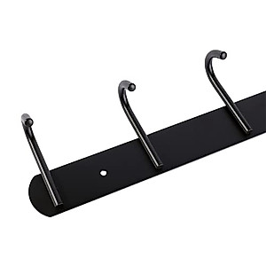 Encozy Coat Rack Wall Mounted - 5 Hooks, Heavy Duty, Stainless Steel, Metal Coat Hook Rail for Coat Hat Towel Purse Robes (Heavy Duty Black 2pc)