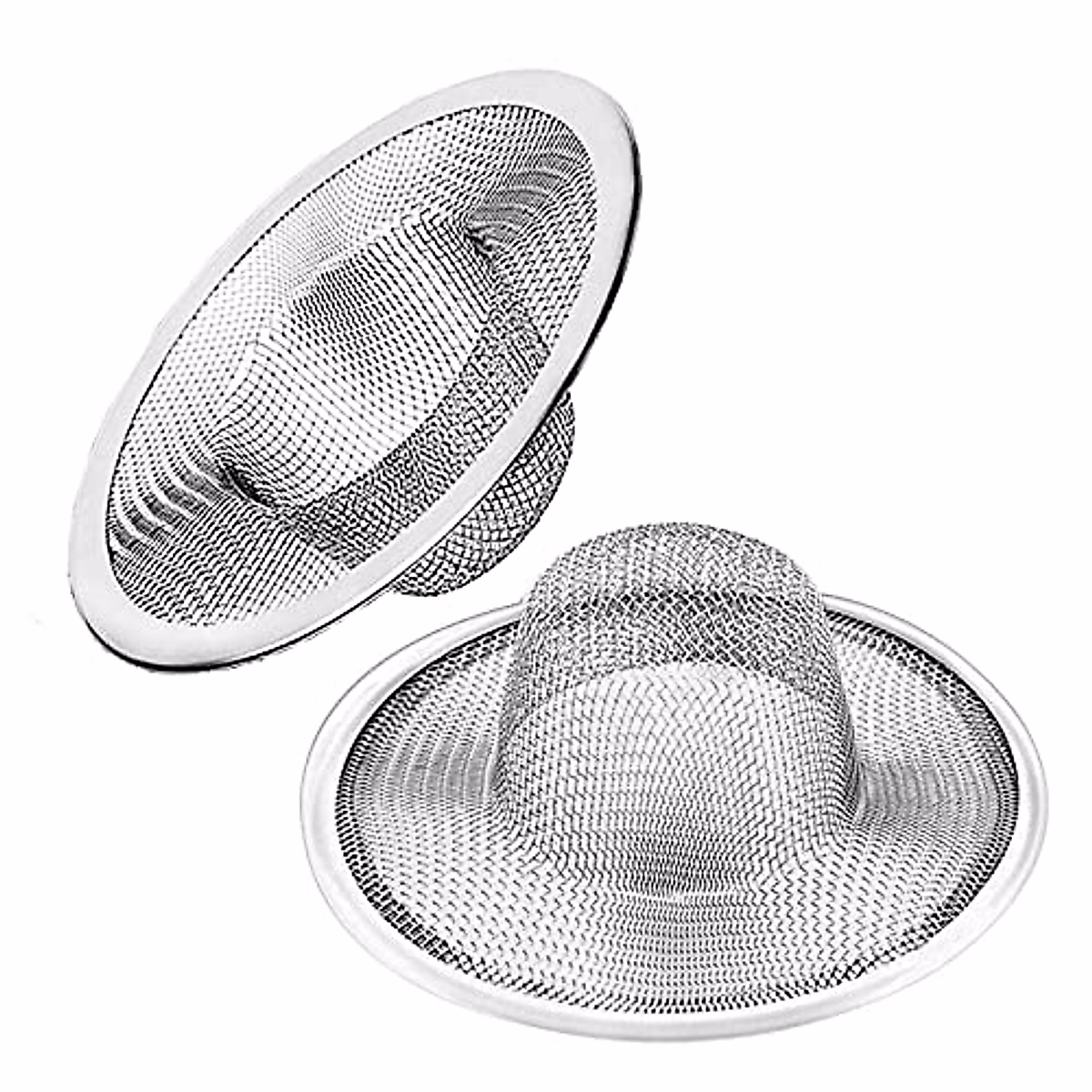 Shower Hair Drain Catcher, Stainless Steel Sink Strainer Hair Catcher Basket Filter Trap Fits Most Kitchen Sinks, Bathroom Sinks, Shower Tub Drains(2 Pack, 3.54inch)