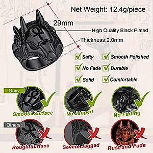 Male Anubis Ring Black Size 8 Stainless Steel Vintage Egyptian Protective Thumb Finger Rings