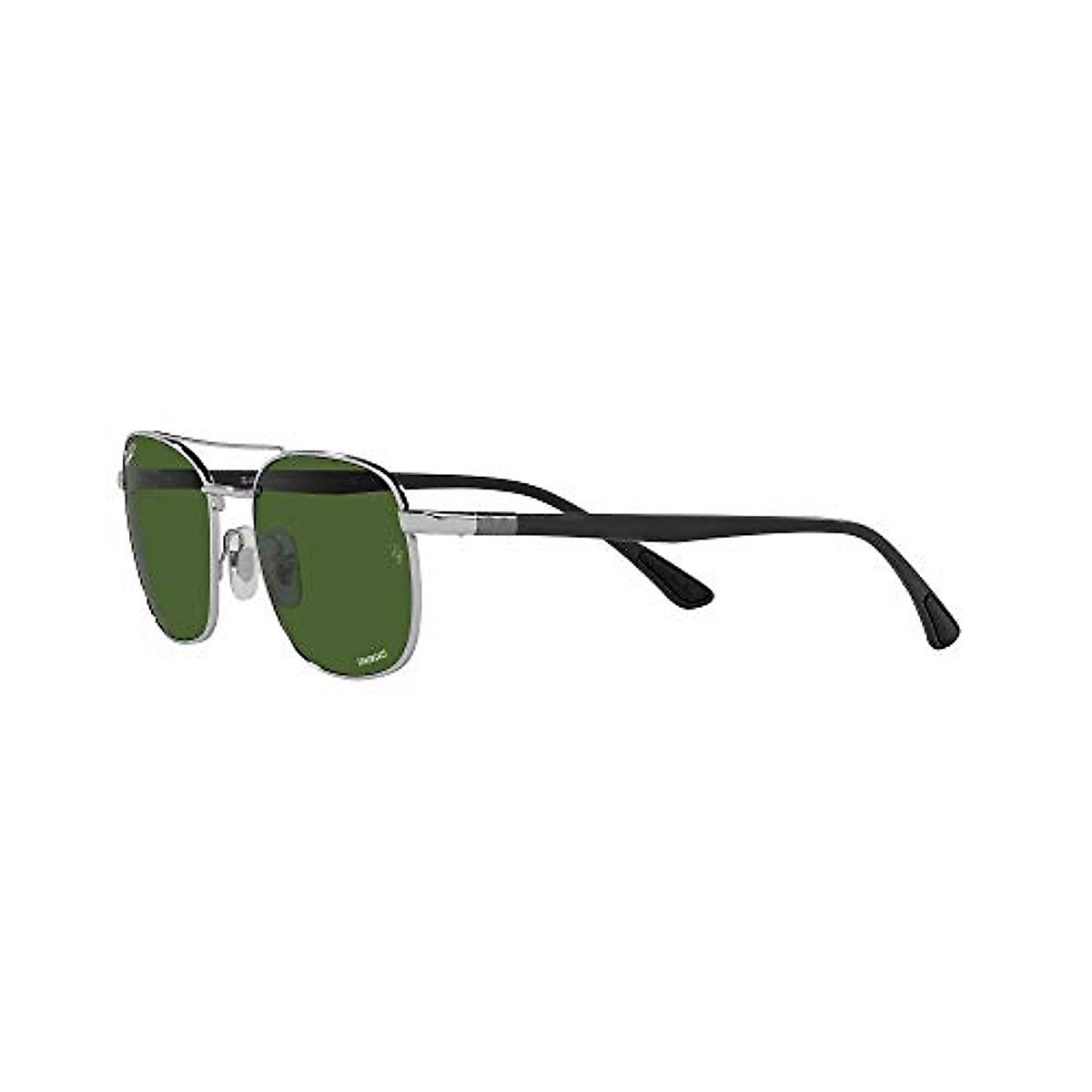 Ray-Ban RB3670CH Chromance Square Sunglasses, Silver/Polarized Dark Green, 54 mm