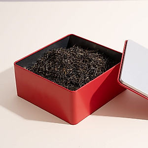 Tianhui Square Tin Canister/Container for Keeping Car,Tea,Coffee,Cookies, Food,Flour,Baked Goods Storage (Red)