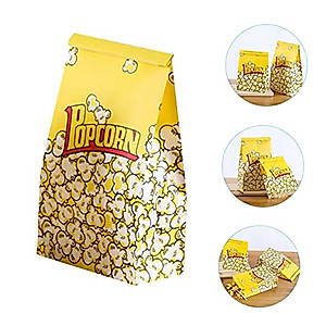 CIYODO 50pcs Popcorn Popcorn Bag Candy Gift Box Cardboard Gift Boxes Bulk Paper Bags Trick Movie Night Popcorn Containers Popcorn Supply Portable Popcorn Bag Snack Supply Christmas Yellow