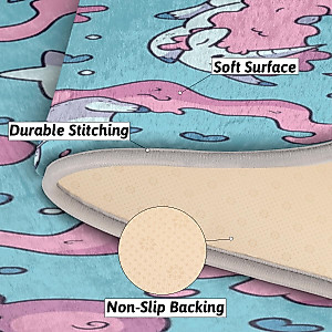 Tavisto Pink Unicorn Fluffy Oval Shaggy Rugs for Bedroom Aesthetic Plush Floor Mat - Soft and Absorbent - Ideal for Living Room,Home Decor, and Playrooms