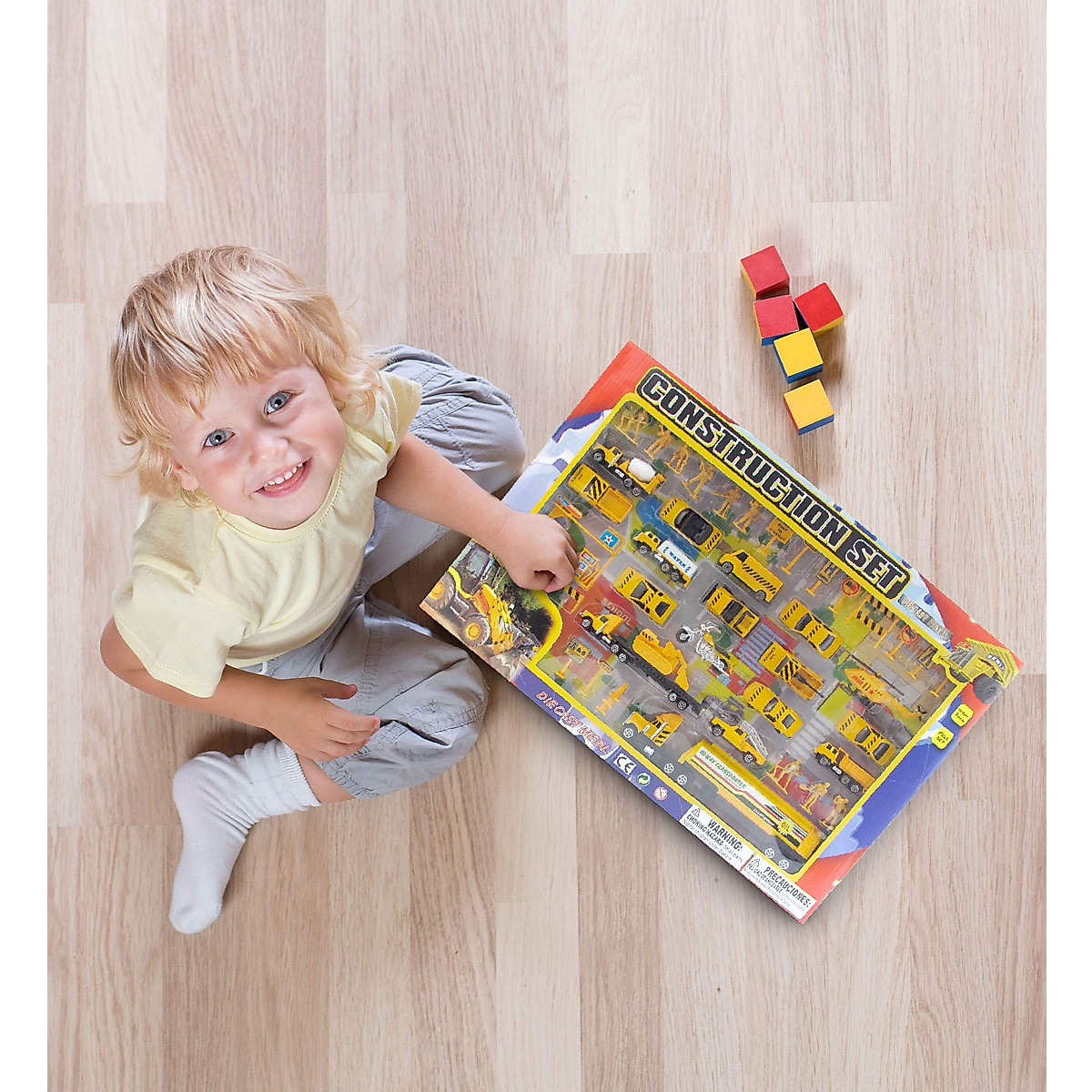 METRO Complete Construction Crew 43 Piece Mini Toy Diecast Vehicle Play Set, Comes with Street Play Mat, Variety of Vehicles and Figures