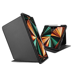 tomtoc Vertical Case for iPad Pro M2&M1 12.9-inch 6th/5th Gen 2021-2022, Slim Protective Anti-Bend Cover with Magnetic Stand for 3 Use Modes, Support Wireless iPad Pencil Charging, Black