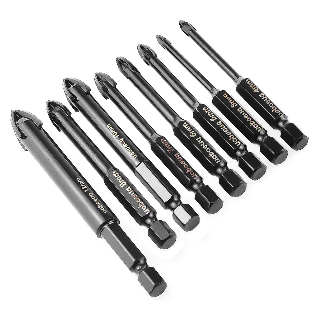 uoboeuq 8PC Concrete Drill Bit Set, Masonry Drill Bits for Tile,Brick, Plastic and Wood,Tungsten Carbide Tip Best for Wall Mirror and Ceramic Tile on Concrete and Brick Wall (3-12mm)