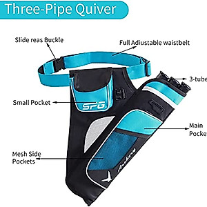 SOPOGER 3/4 Tube Archery Hip Quiver for Arrows Bow Belt Waist Hanged Quiver Fit for Compound Bow and Recurve Bow Target Archery (Blue(3 Tube))