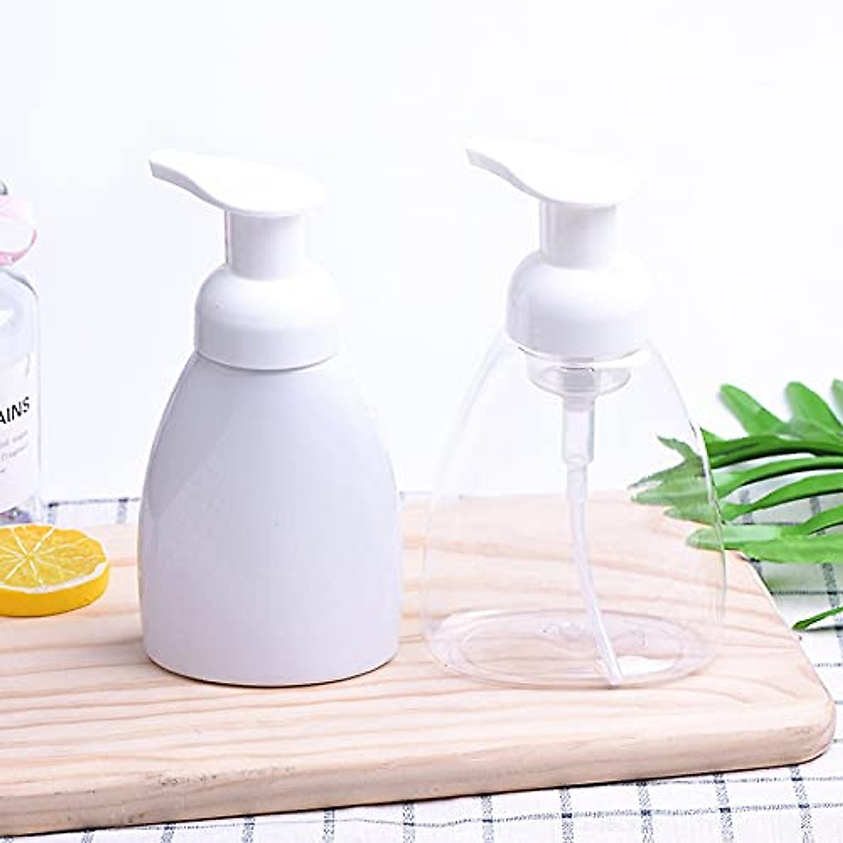 Soap Dispenser 250ml Clear Foaming Liquid Soap Dispenser Shampoo Lotion Shower Gel Hand Sanitizer Whipped Mousse Points Pump Bottle Lotion Dispenser (Color : Transparent) (White b)