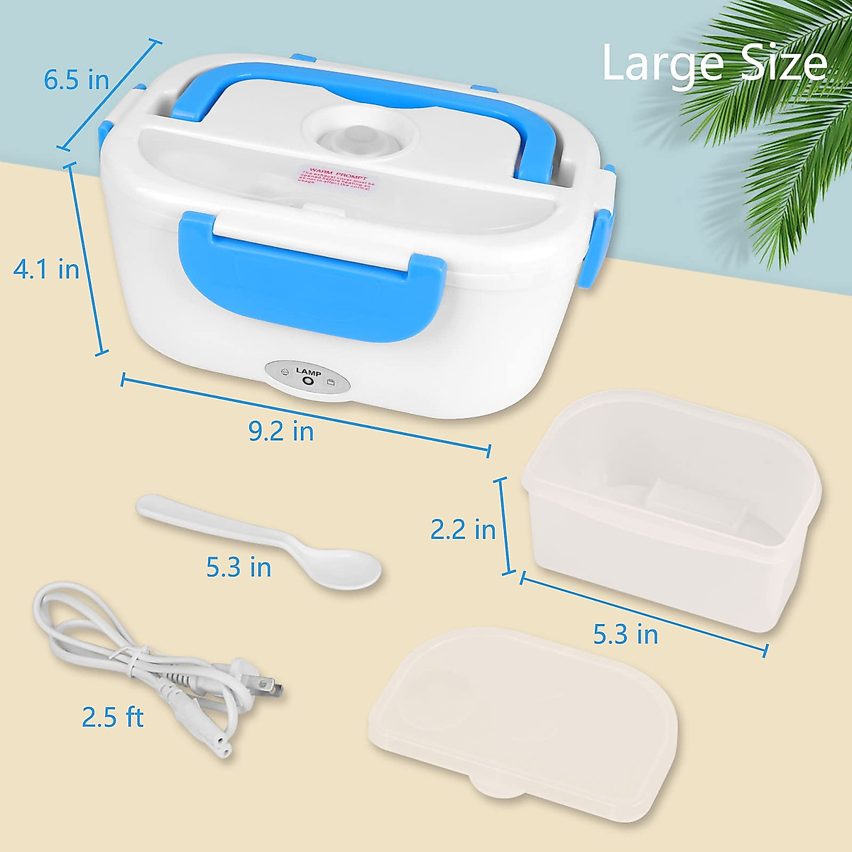 VECH Electric Heating Lunch Box Food Heater Portable Lunch Containers Warming Bento Box for Home & Office Use 110V Heat up Lunch Box (Blue)