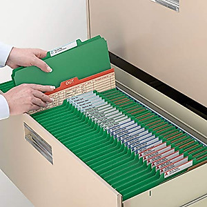 Smead Pressboard Classification File Folder with SafeSHIELD Fasteners, 2 Pocket Dividers, 2" Expansion, Letter Size, Green, 10 per Box (14083)