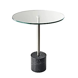 Adesso Blythe End Table, Steel/Black Marble