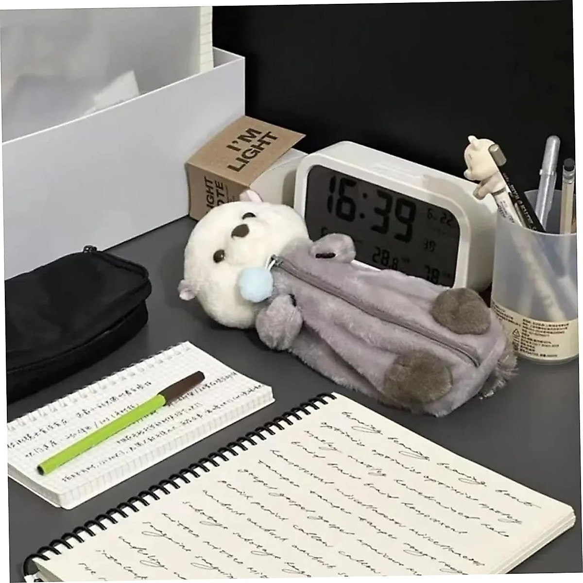 Otter Pencil Pouch, 3D Plush Animal Pencil Case, Large Capacity Plush Stationery Storage Bag Soft Plush Stationery Bag (1, Sea otter pencil bag)