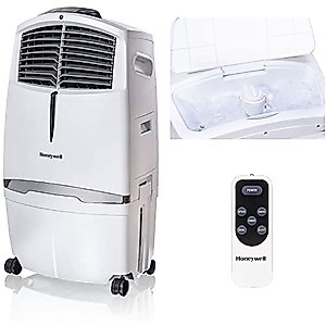 Honeywell 525 CFM Indoor Portable Evaporative Air Cooler, Fan & Humidifier with Ice Compartment & Remote, White