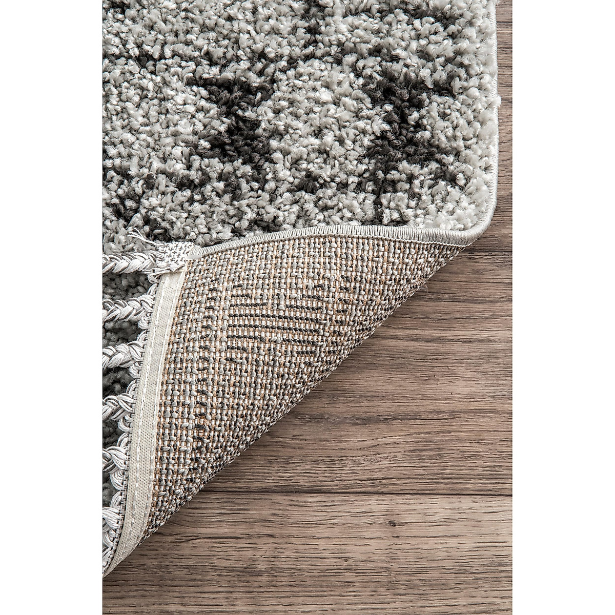 nuLOOM Vasiliki Moroccan Shag Tasseled Area Rug, 8x10, Grey