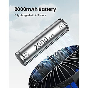 Gaiatop Portable Clip on Fan Battery Operated, Small Powerful USB Desk Fan, 3 Speed Quiet Rechargeable Mini Table Fan, 360° Rotate Personal Cooling Fan for Home Office Stroller Camping Black Blue