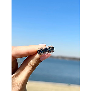 LE VIAN 3 Carat White and Blue Topaz Wedding Band Ring for Women in 14k Rose Gold Anniversary Promise Ring Size 7