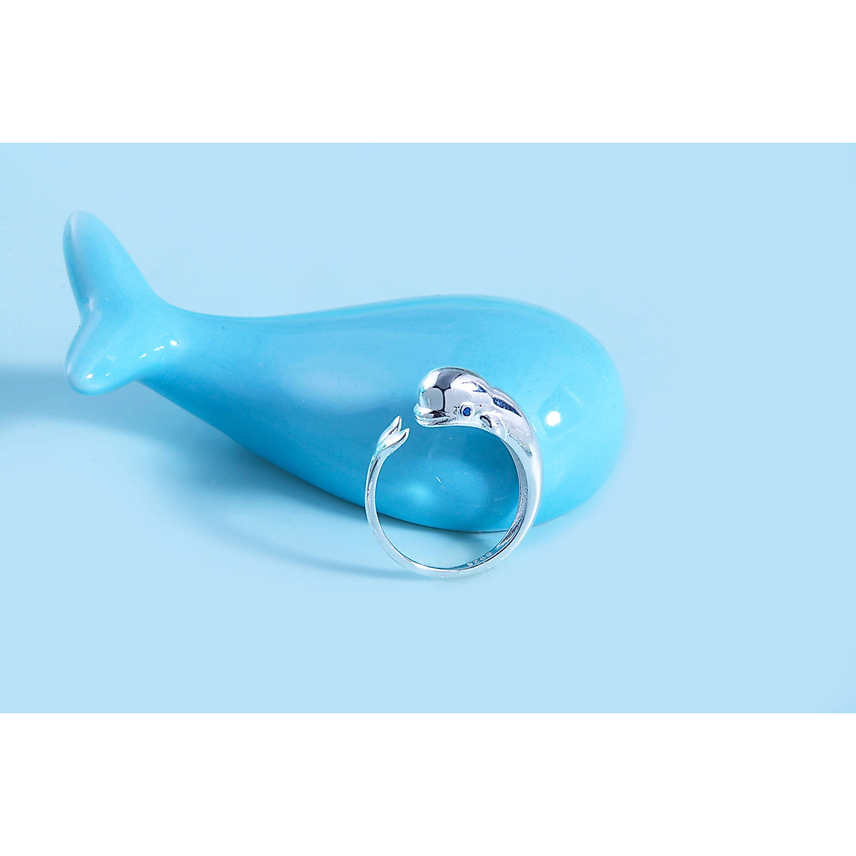 Helen de Lete Beluga White Whale S925 Sterling Silver Adjustable Ring - High Polish Version