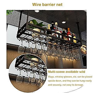 Bar Wine Glass Rack, Upside Down European Style Hanging Wine Bottle Holder, Bar Goblet Hanger, Home Wine Cabinet Wine Storage Shelf, Height-Adjustable Wine Hanger Organizer Rack