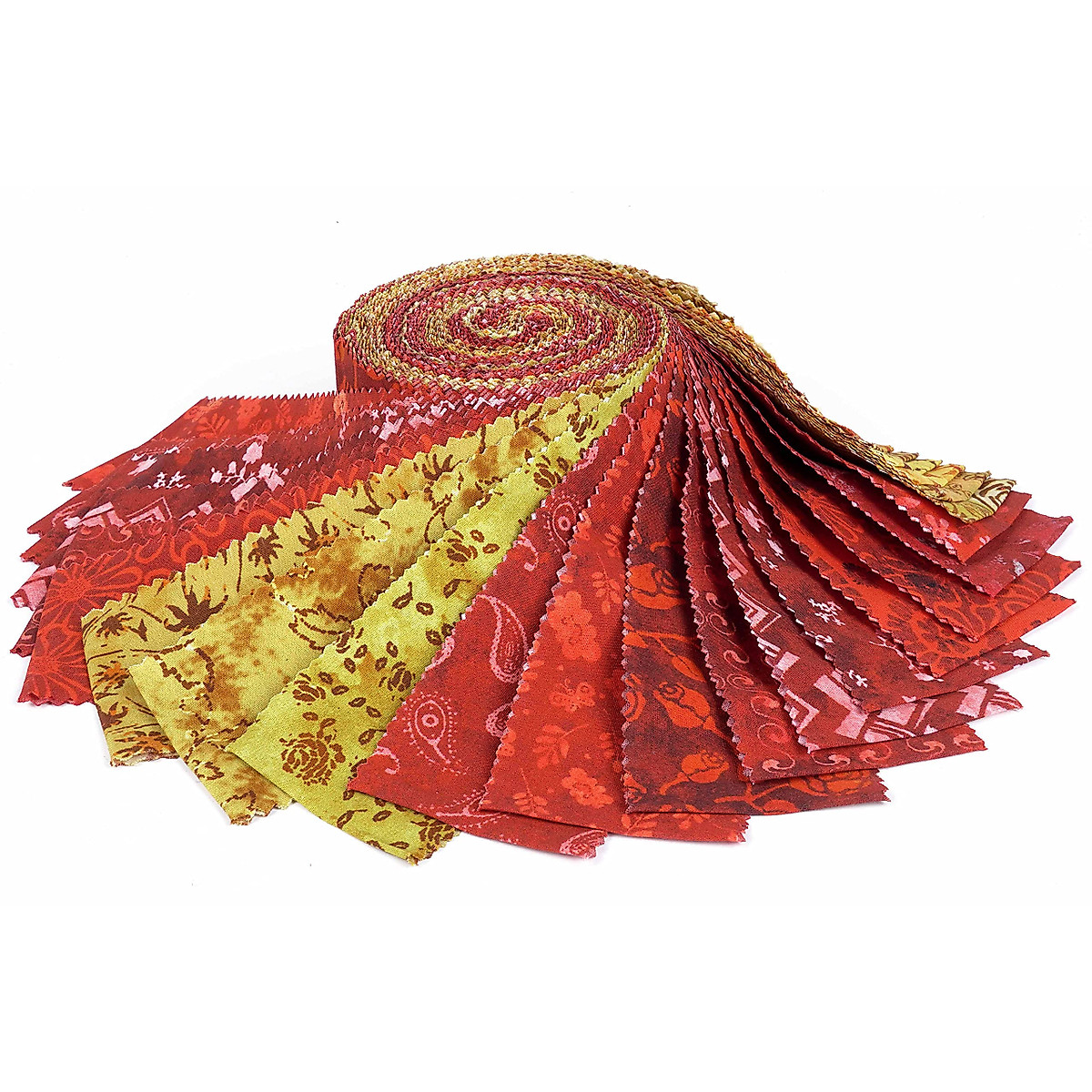 Soimoi 40Pcs Batik Print Cotton Precut Fabrics for Quilting Craft Strips 2.5x42inches Jelly Roll - Red