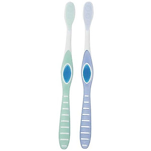 Colgate 360 Extra Soft Toothbrush for Sensitive Teeth and Gums with Tongue and Cheek Cleaner, 2 Pack
