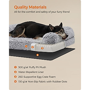 Feandrea Dog Bed, Orthopaedic Dog Sofa Bed for Medium Dogs, Waterproof Ped Bed with Removable Washable Cover, 36 x 27 x 9 Inches, Gray Ombré UPGW232G01