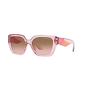 A|X ARMANI EXCHANGE Women's AX4125SU Universal Fit Rectangular Sunglasses, Shiny Transparent Pink/Pink Gradient Grey, 54 mm