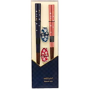 Ishida Chopsticks, Made in Japan, Black/Pink, Product Size: Chopsticks: 9.1 inches (23 cm), 8.3 inches (21 cm), Chopsticks Rest: 1.8 x 1.0 x 0.2 inches (4.5 x 2.5 x 0.7 cm)