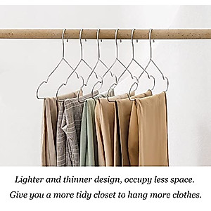 Decohomeforu 10 Pack Stainless Steel 15.75 Inches Clothes Hangers Coat Hangers, Strong Heavy Duty Stainless Steel Hangers, Ultra Thin Space Saving Clothes Hangers, Durable Slim Sleek Silver Hangers