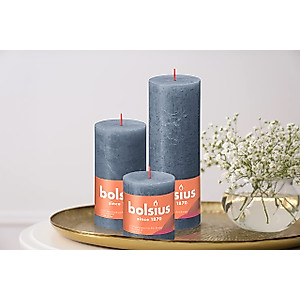 BOLSIUS 4 Pack Twilight Blue Rustic Pillar Candles - 2.75 X 3.25 inches - Premium European Quality - includes Natural Plant-Based Wax - Unscented Dripless Smokeless 35 Hour Party Décor Candles
