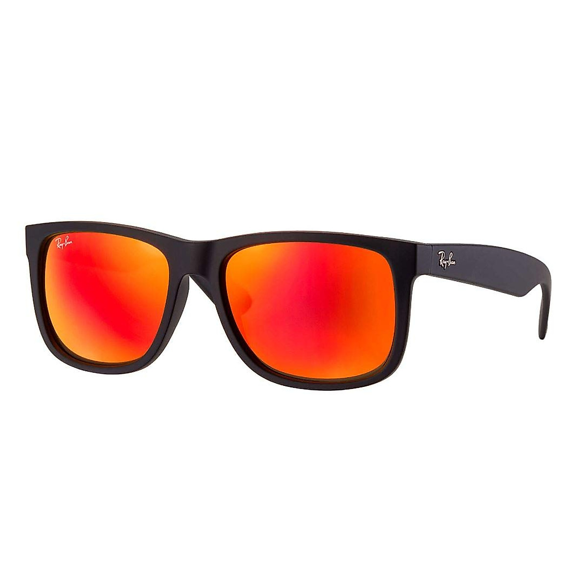 Ray-Ban RB4165 JUSTIN 622/6Q 55M Rubber Black/Brown Mirror Orange Sunglasses For Men For Women