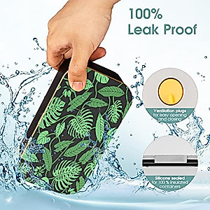 Tropical Pattern with Monstera Leaves Bento Lunch Box Leak-Proof Bento Box Food Containers with 2 Compartments for Offce Work Picnic Black-Style