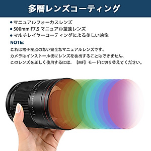 Lightdow 500mm f/7.5 Telephoto Reflex Mirror Lens for Canon EOS Rebel T1i T2i T3 T3i T4i T5 T5i T6 T7 T6i T6s T7i SL1 SL2 30D 40D 50D 60D 70D 77D 80D 1D 5D III IV 5Ds 6D 7D Mark II SLR Digital Cameras