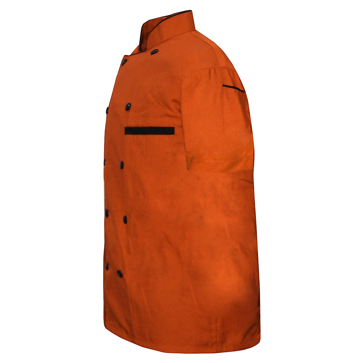 INFOHANDMADE Modeling Men Chef Jacket Half Sleeves in 10 Colours Chef Coat with Cap Orange (Medium)
