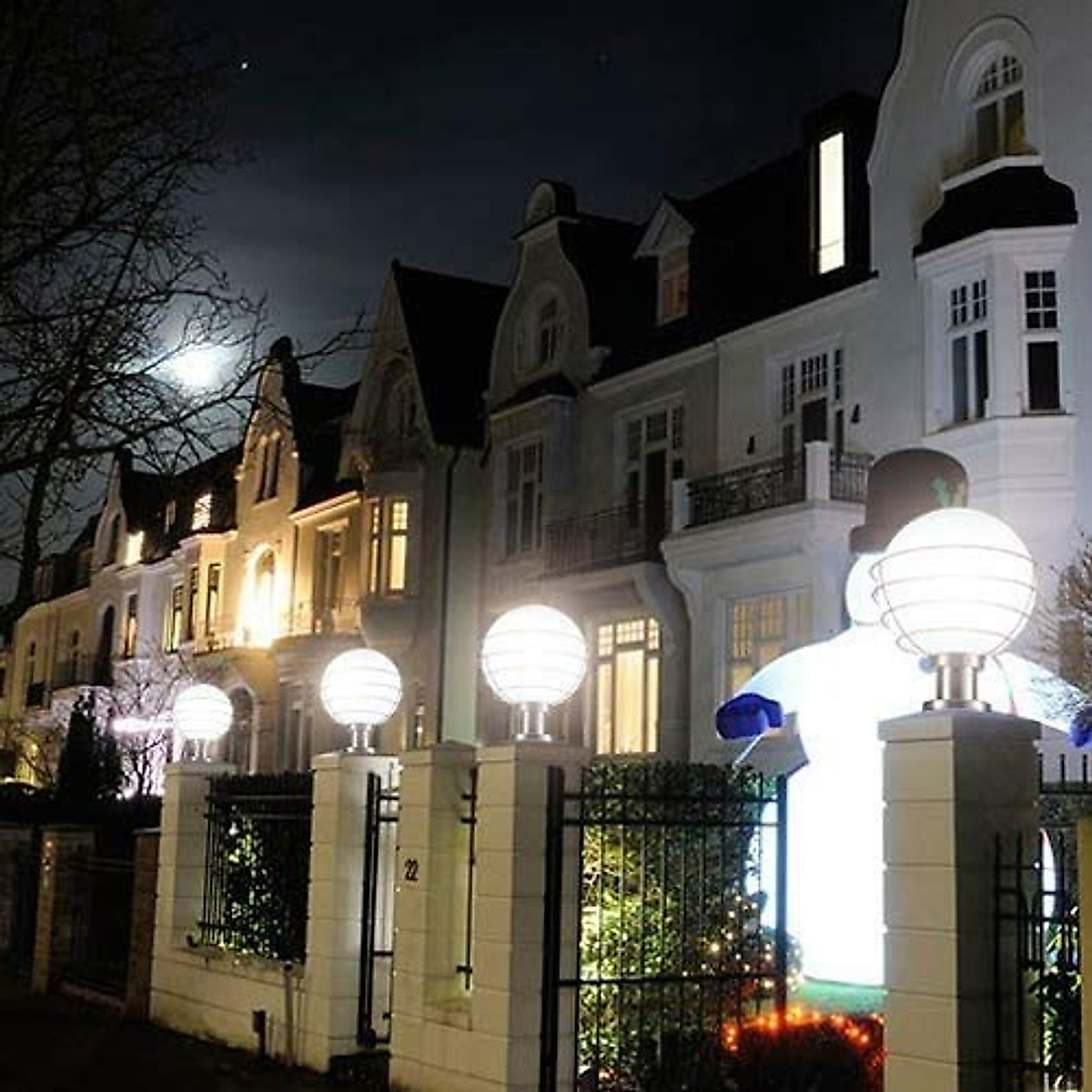 Bwldma Outdoor Waterproof Ball E27 Post Lamp Modern Simple Round Spherical Column Headlights Stainless Steel Home Garden Bulb Landscape Pillar Light (Size : 20 30cm) (Size : 20cm)