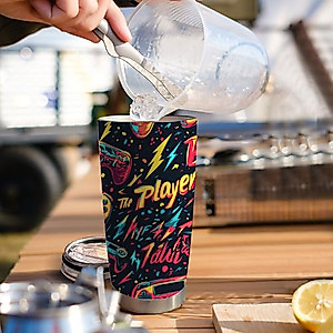 FOCIUZTA 20oz Bold Gaming Tumbler with lid, Travel Coffee Cup, Ideal for Easter, Gaming Enthusiast, Mother Day, and birthday gifts