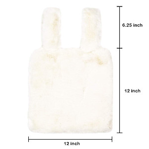 Me Plus Soft Faux Fur Pull Through Strap Slouchy Wrist Fashion Tote Bag (Ivory)