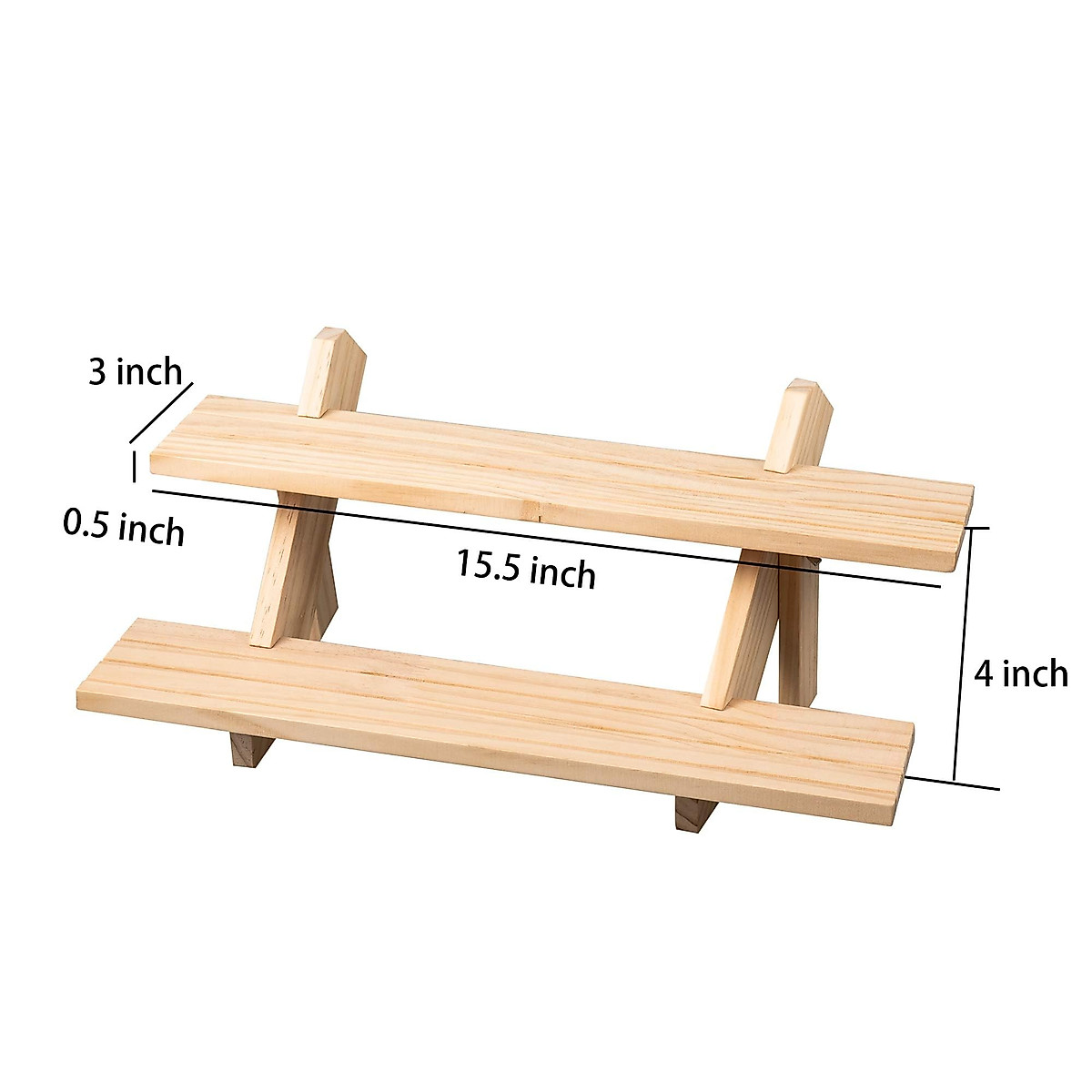 Eiyye 2-Tier Wooden Display Stand, Ring Earring Large Capacity Jewelry Display Stand,Wood Cupcake Stands Display Stand Craft Showing Organizer Tray For Retail Display Vendors Wood Riser(Natural)