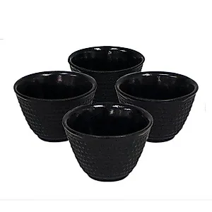 Happy Sales HSCT-ARSB4, Cast Iron Teacup ARR Black 4 pc