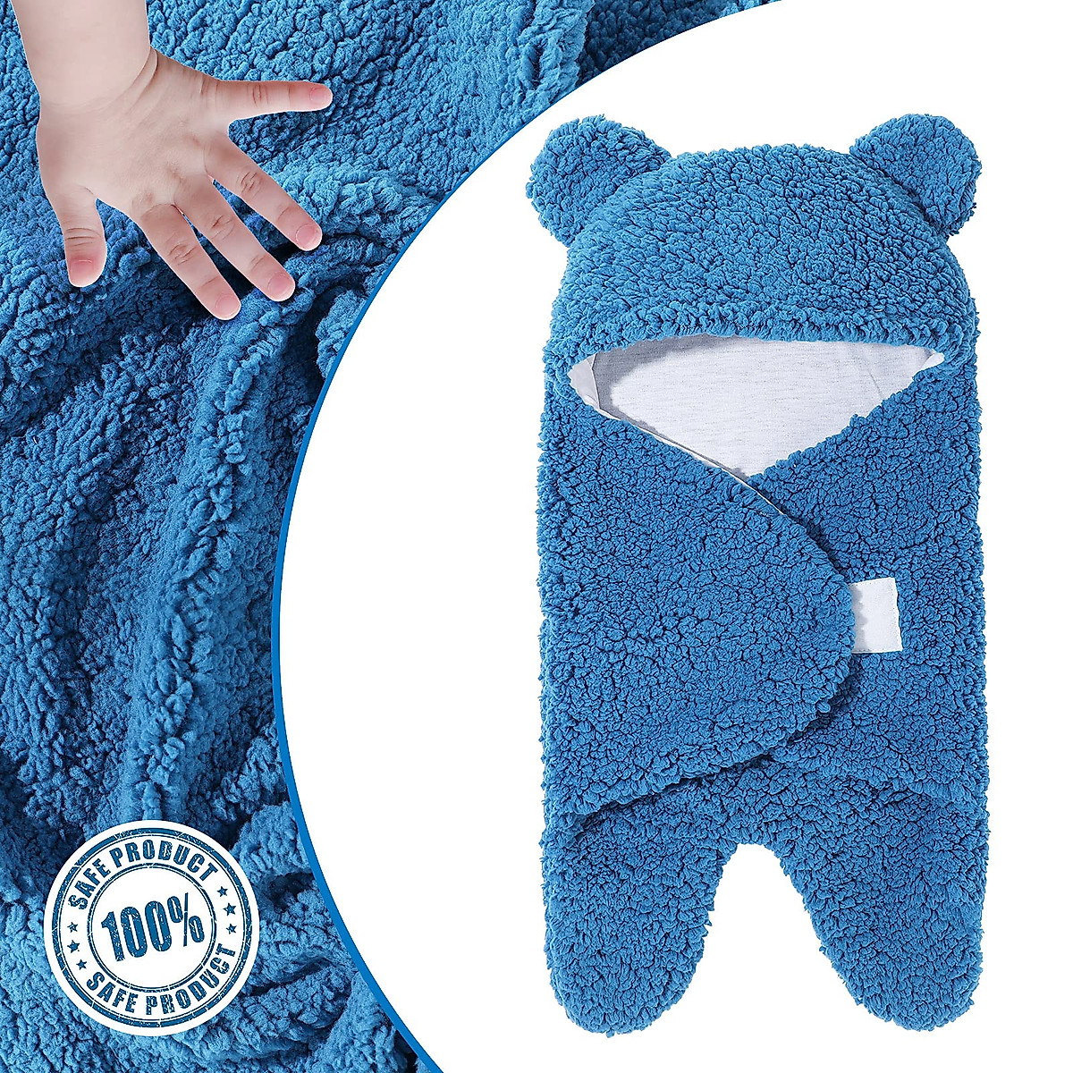 Cute Newborn Baby Swaddle Blanket, Sleeping Wrap Swaddle, Soft Infant Boys Girls Clothes, Receiving Blankets for Infant 0-6 Months, Registry Baby Girl Shower Gift (Blue)