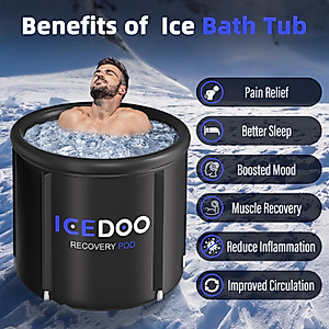 Ice Bath Tub for Athletes, 116 Gallon Portable Bathtub Adult with Cover, Cold Plunge Tub,Ice Pod Cold Plunge,Outdoor Inflatable Hot Tub Bathtub at Home for Cold Water Recovery