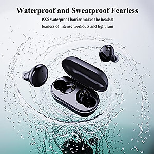 Minthouz Wireless Earbuds Bluetooth Headphones with 4 Microphones, 35H Playback Deep Bass Noise Cancelling Earbuds with IPX5 Waterproof, Mini Stereo Wireless Earphones for iPhone Android Sports -Black